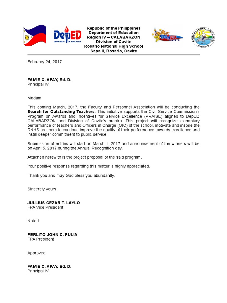 Project Proposal (Outstanding Teacher) | State School | Teachers | Free ...