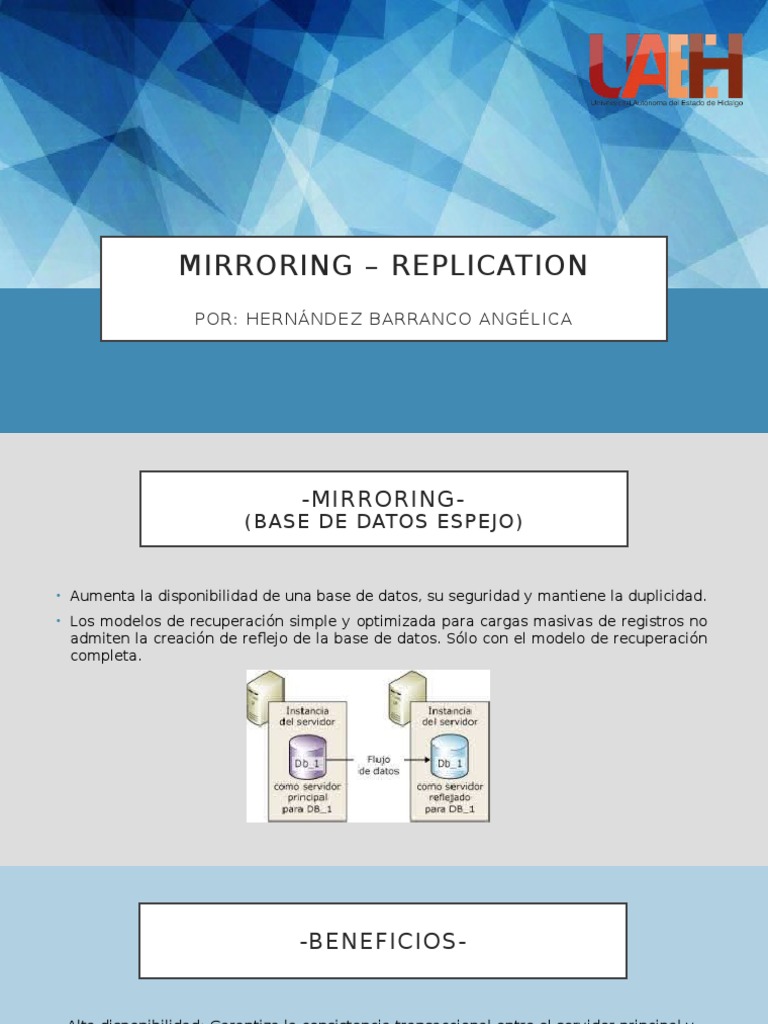 Mirroring y Replication | PDF | Servidor (Computación) | Apoyo