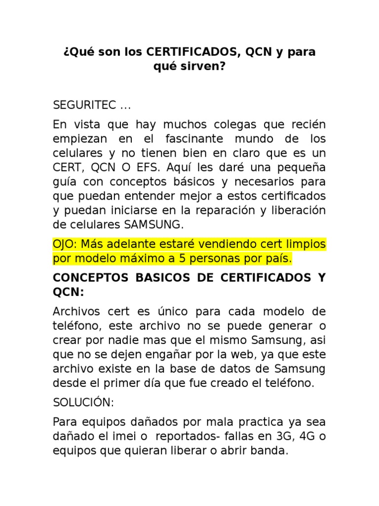 Qué Son Los Cert y QCN Por Seguritec | PDF | Telefonía móvil | 4 G