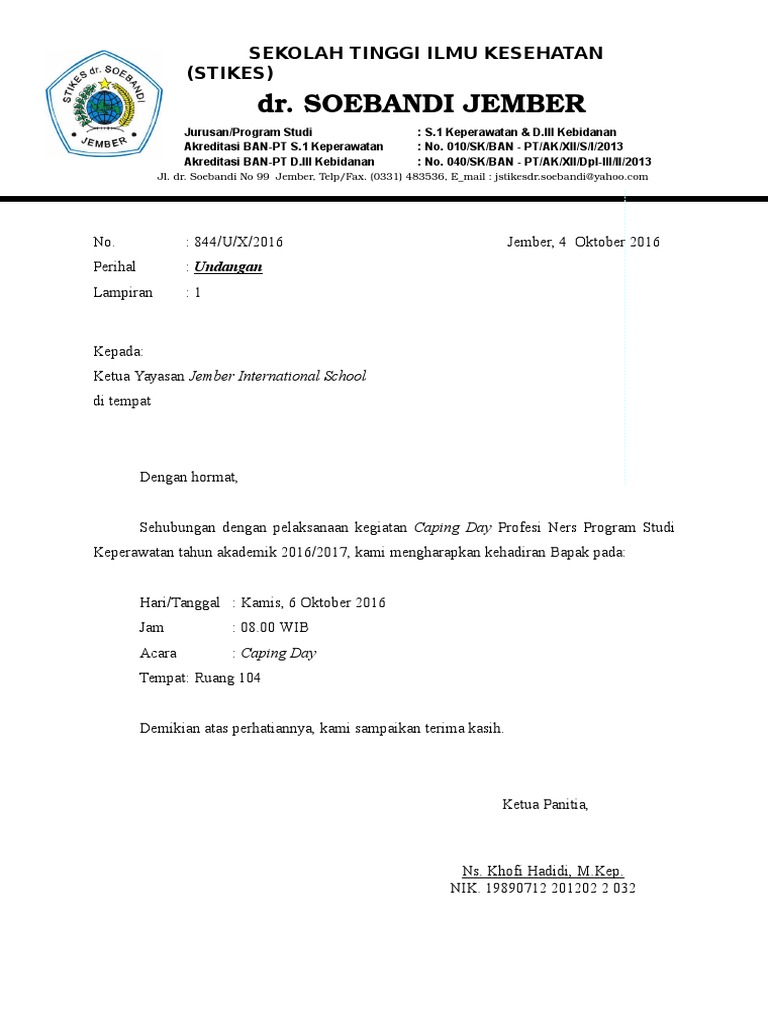 Surat Undangan Caping Day | PDF