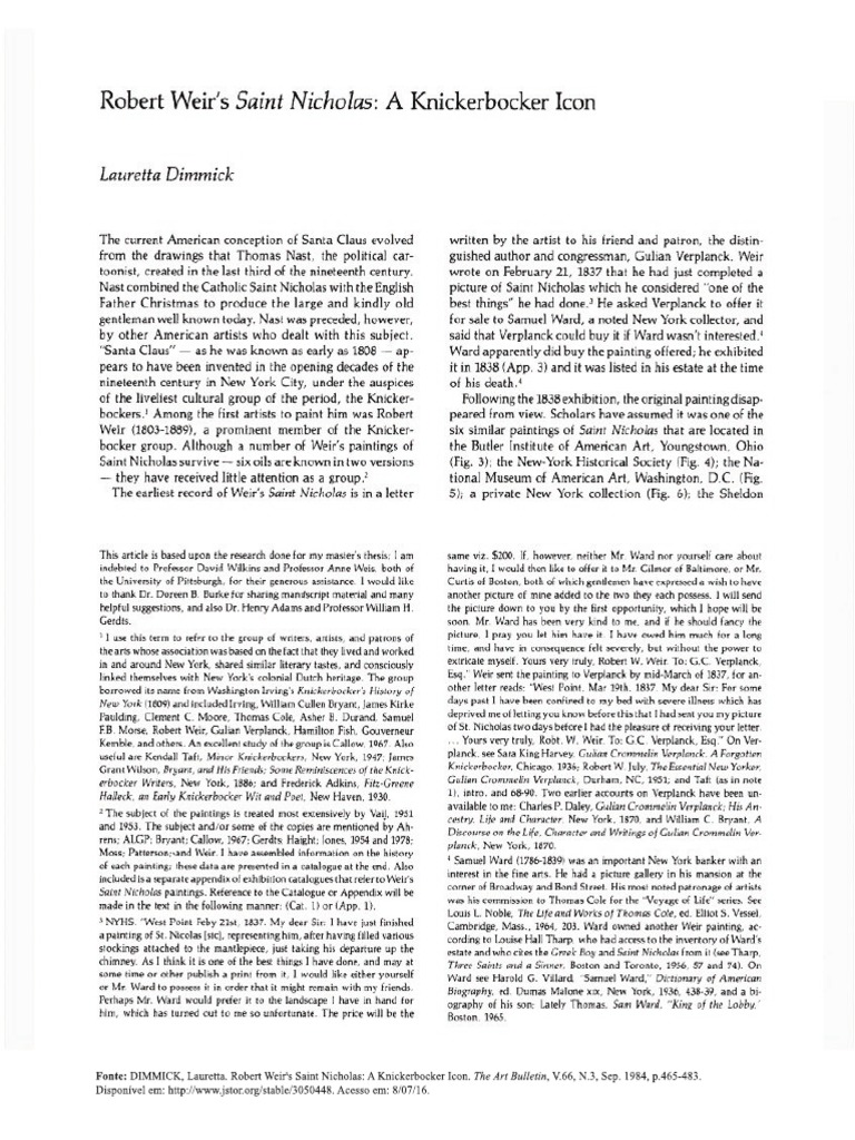 Robert Weir's Saint Nicholas - A Knickerbocker Icon (Artigo) | PDF