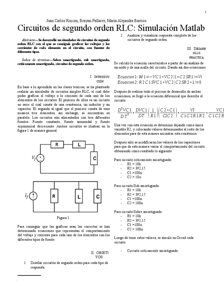 Informe Circuitos Matlab | PDF | Red eléctrica | Condensador