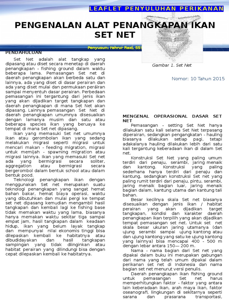 Leaflet 10. Pengenalan Alat Tangkap Set Net | PDF