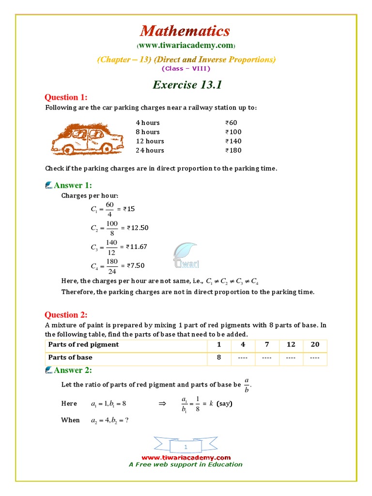 Direct and Inverse Proportions | PDF | Teaching Mathematics | Nature