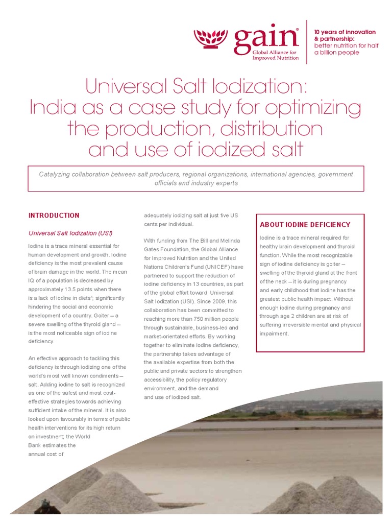 Universal Salt Iodization. India As A Case Study For Optimizing The ...