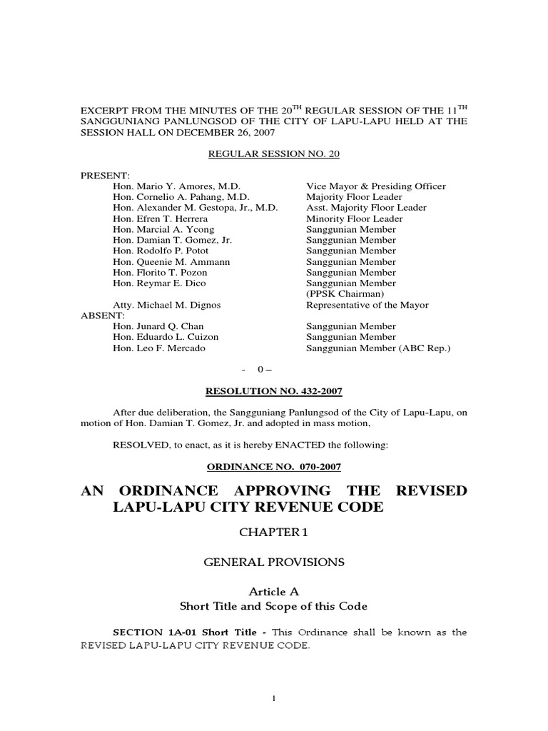Lapu-Lapu City Revised Revenue Code | PDF | Partnership | Taxes