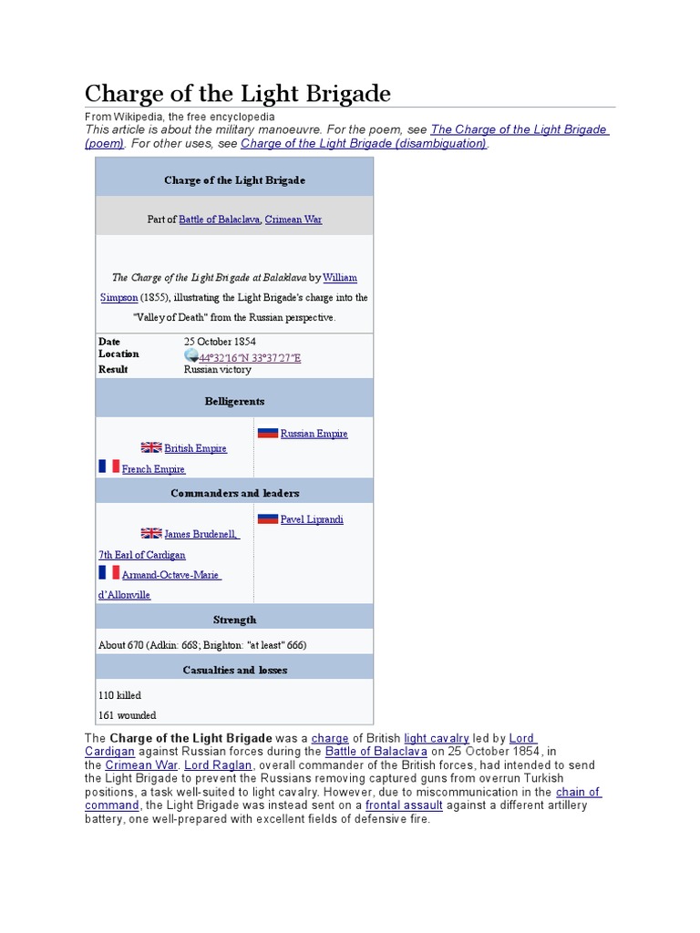 Charge of The Light Brigade | PDF | Military Organization | Military