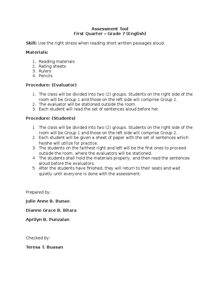 Assessment Tool | PDF