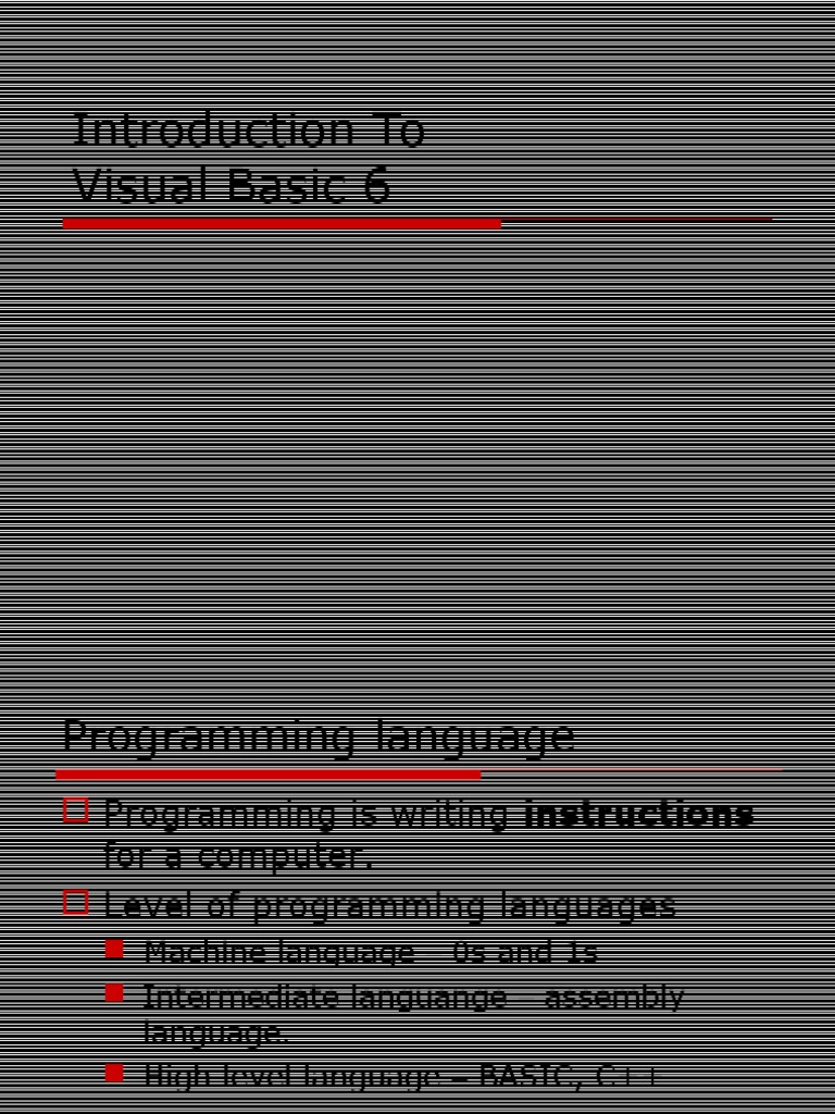 Visual Basic 6 Beginners Guide: Introduction to VB6 Programming | PDF | Computer Program ...