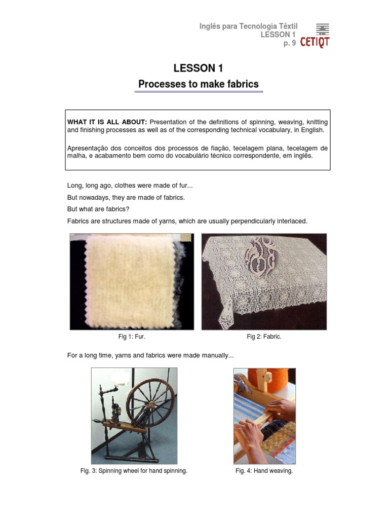 Lesson 1: Processes To Make Fabrics | Download Free PDF | Textiles ...