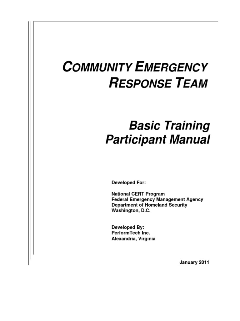 CERT Basic Training Participant Manual - 2011 | PDF | Emergency ...