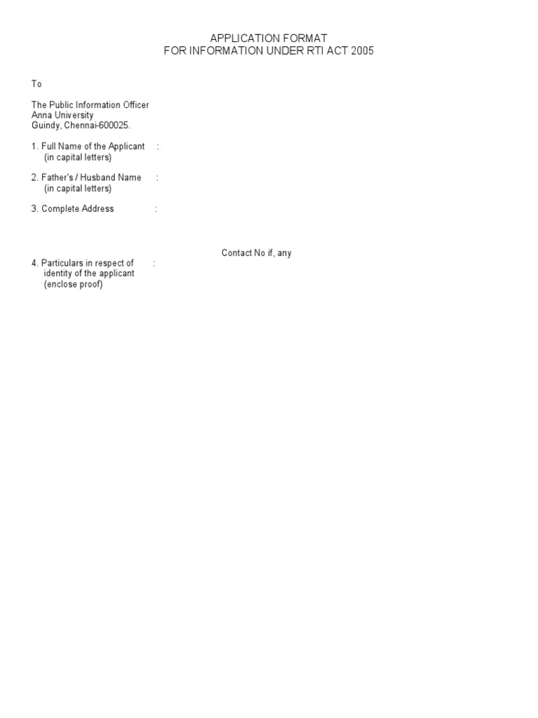 RTI Application Format for Anna University | PDF | Postal System ...
