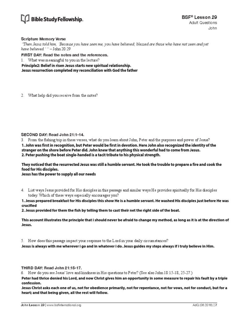 BSF Lesson 29 | PDF | Gospel Of John | Saint Peter