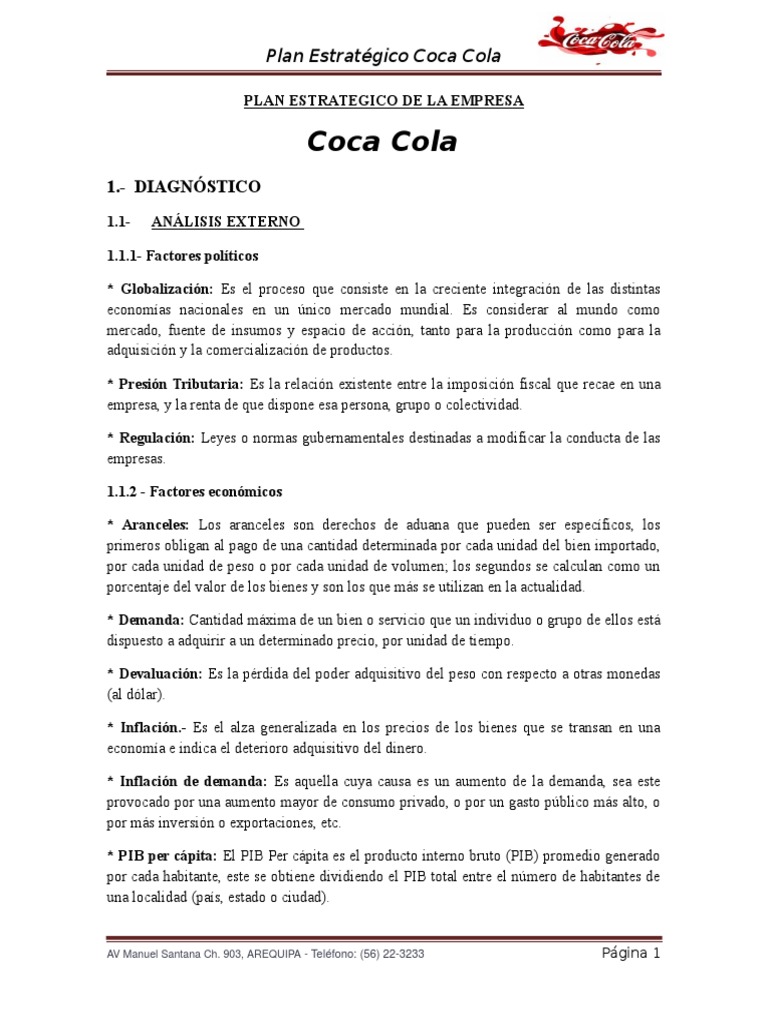 Plan Estratégico de Coca Cola 2025 | PDF | Producto Interno Bruto ...