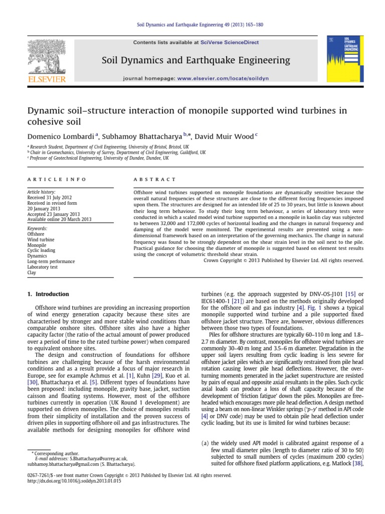 Dynamic Soil-Structure Interaction of Monopile Supported Wind Turbines in Cohesive Soil PDF ...