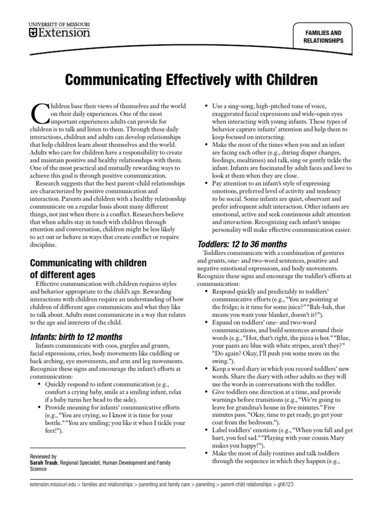 Communicating Effectively with Children: Building Positive ...