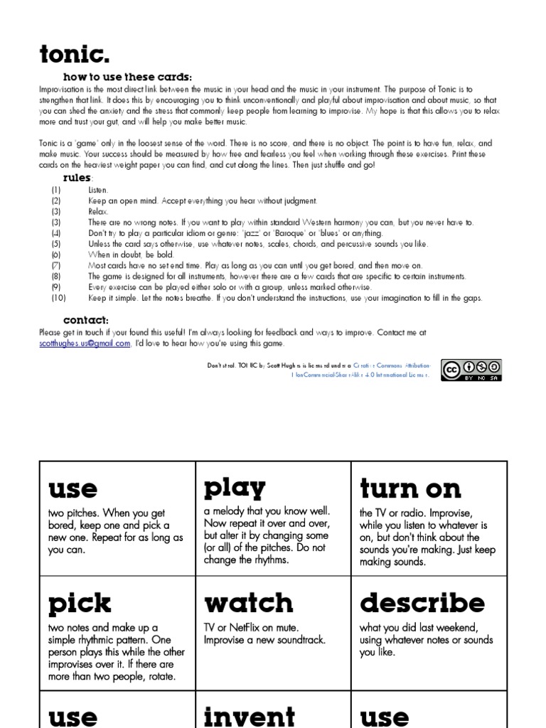 Tonic.: How To Use These Cards | PDF | Scale (Music) | Pitch (Music)