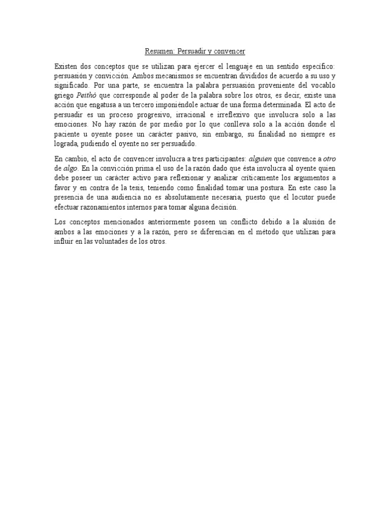 Resumen Convencer y Persuadir | PDF