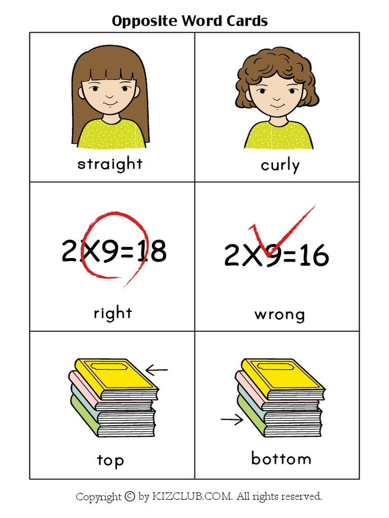 Curly Straight: Opposite Word Cards | PDF