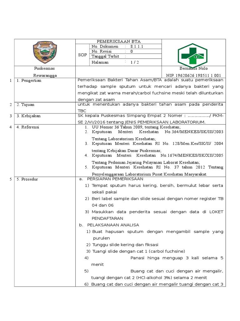 Pemeriksaan Bta | PDF