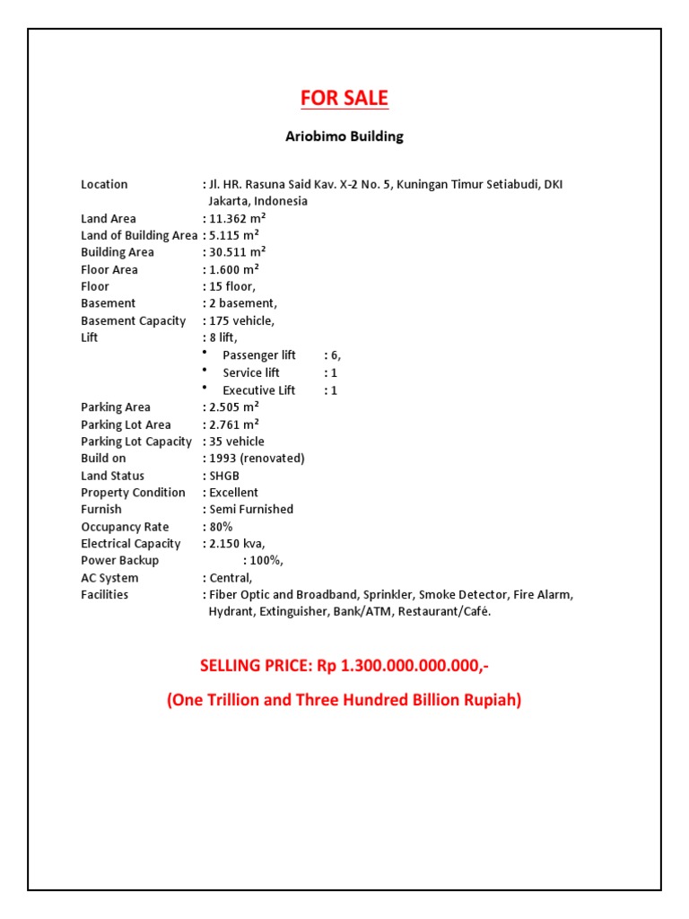 For Sale: Ariobimo Building | PDF
