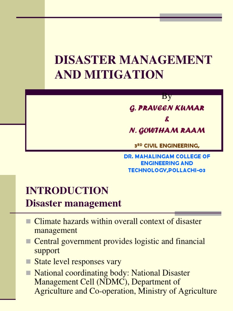 Disaster Management and Mitigation | PDF | Emergency Management | Risk ...