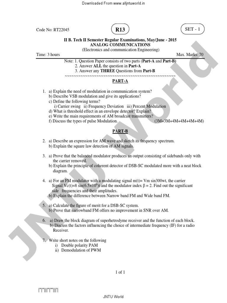 Jntuk 2-2 Ece June 2015 PDF | PDF | Amplifier | Frequency Modulation