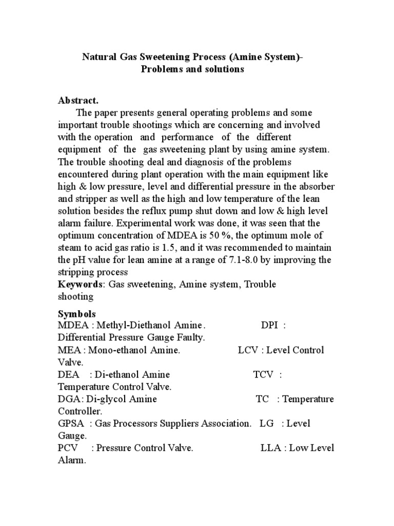 Natural Gas Sweetening Process | PDF | Physical Sciences | Applied And ...