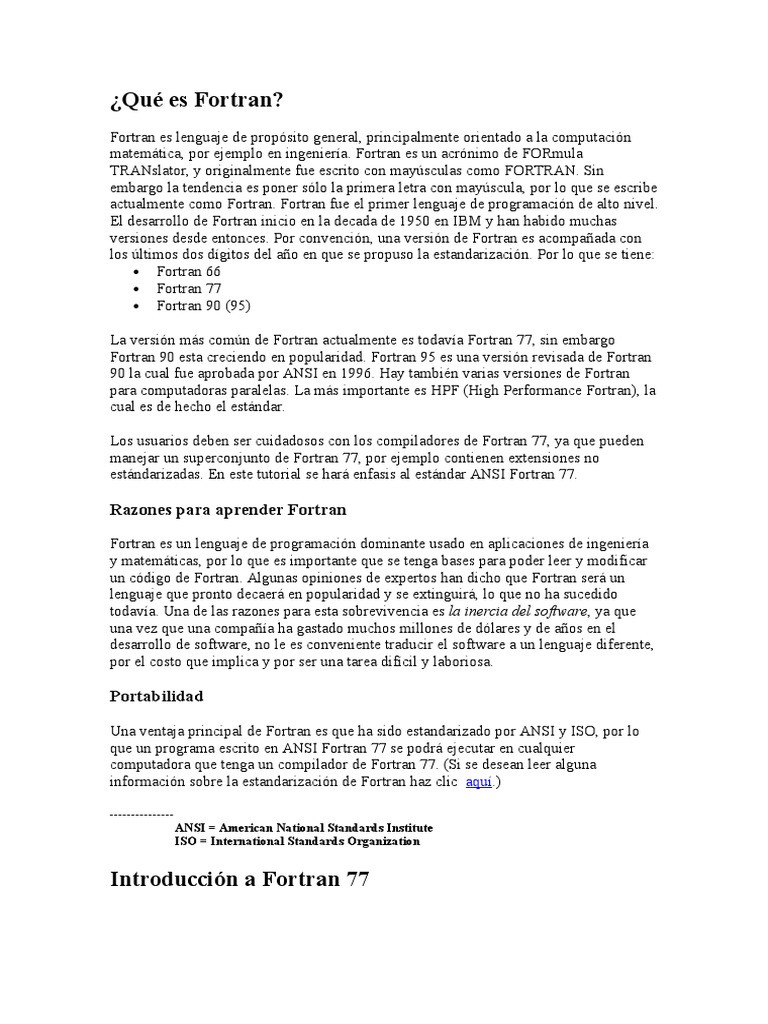 Tutorial de Fortran | PDF | Estructura de datos de matriz | Lenguaje de ...