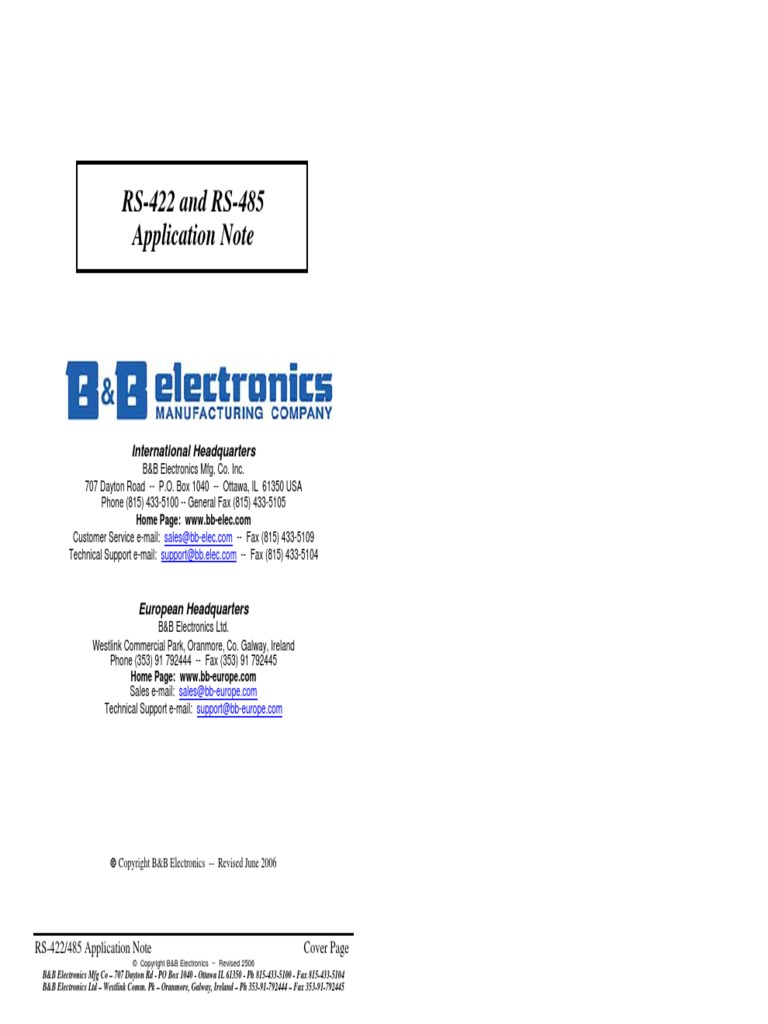 RS-422 and RS-485 Application Note: International Headquarters | PDF ...