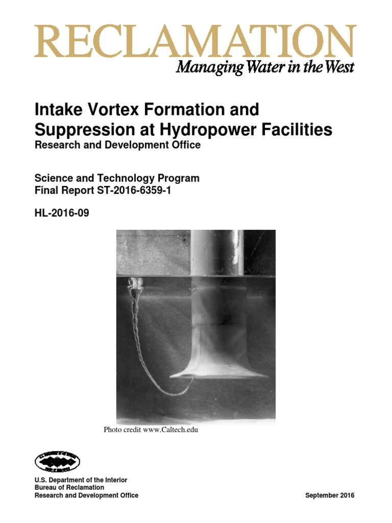 Intake Vortex Formation and Suppression at Hydropower Facilities | PDF ...