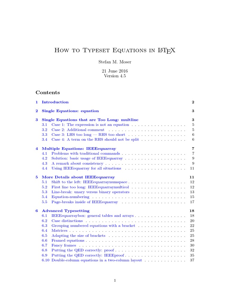 LaTeX Equation Typesetting Guide | PDF | C (Programming Language) | Text