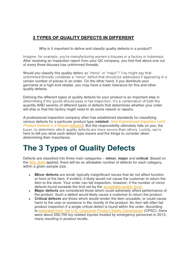 3 Types of Quality Defects in Different PR | PDF | Pipe (Fluid ...