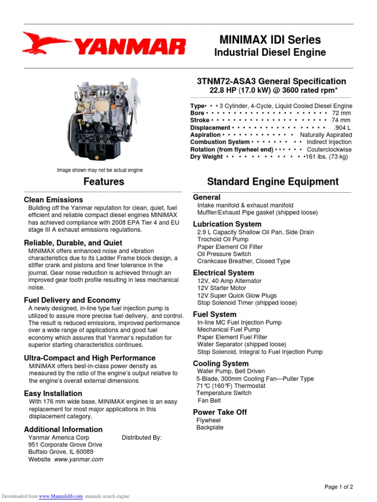 Industrial Diesel Engine: Minimax Idi Series | PDF | Internal ...