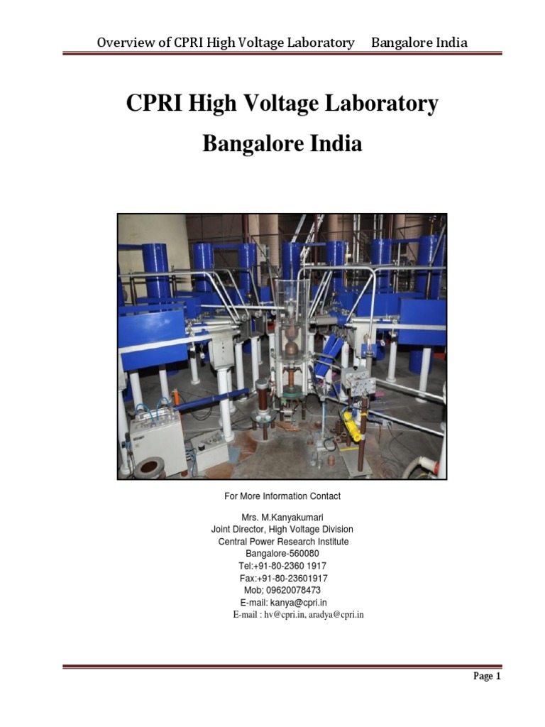 Overview of Testing Facilities and Capabilities at CPRI High Voltage ...