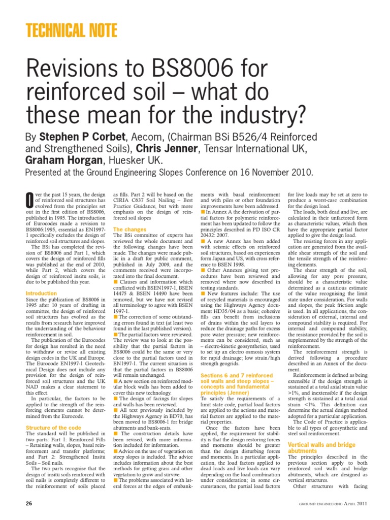 Revisions to BS8006 for Reinforced Soil | PDF | Deep Foundation ...