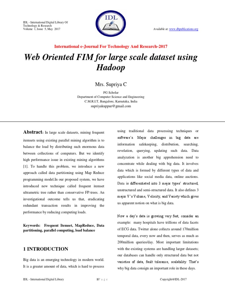 Web Oriented FIM For Large Scale Dataset Using Hadoop | PDF | Apache ...