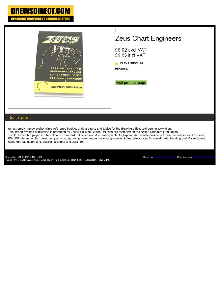 Zeus Engineering Reference Chart | PDF