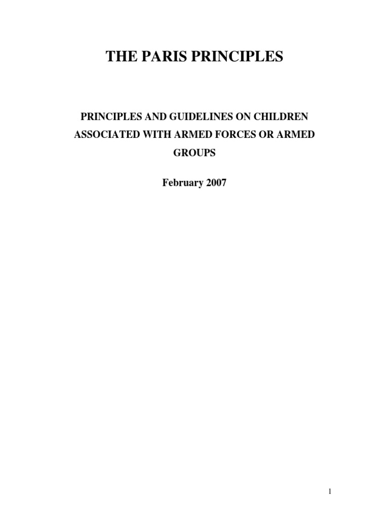 The Paris Principles: Comprehensive Guidelines for the Protection and ...