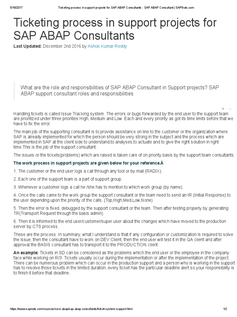 Ticketing Process in Support Projects | PDF | Consultant | Software Bug