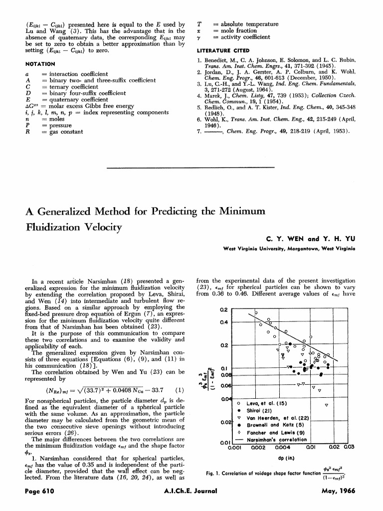 A Generalized Method For Predicting The Minimum Fluidization Velocity Correlation And
