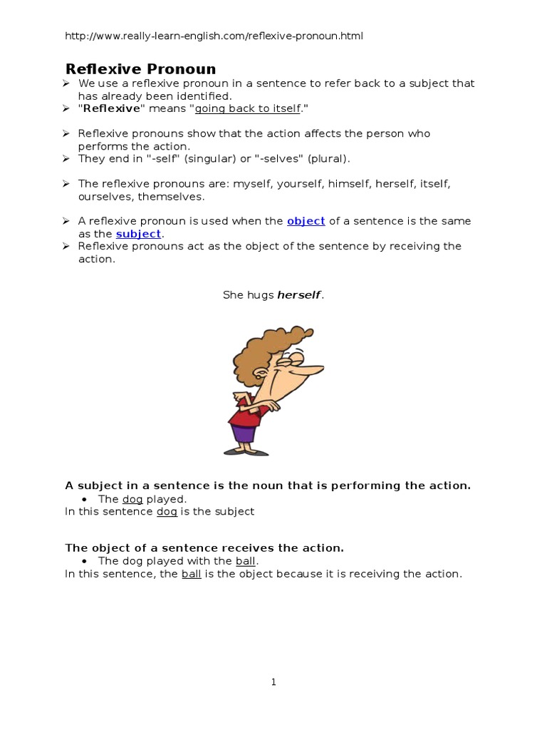 Reflexive Pronoun: Object Subject | PDF | Pronoun | Object (Grammar)
