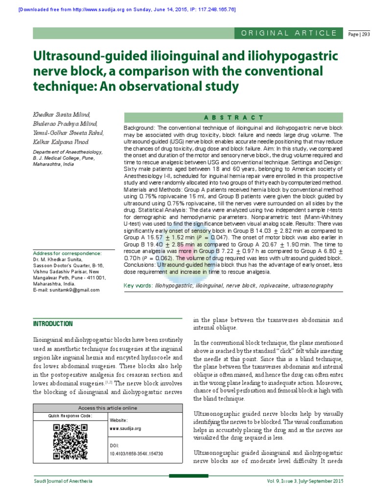 Ultrasound-Guided Ilioinguinal and Iliohypogastric Block | PDF ...
