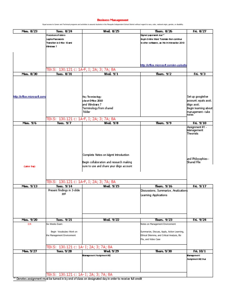 Bus. Mgmt. Calendar | PDF | Communication | Computing