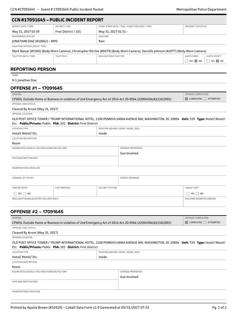 Police Incident Report: Bryan Moles | PDF | Firearms | Manslaughter