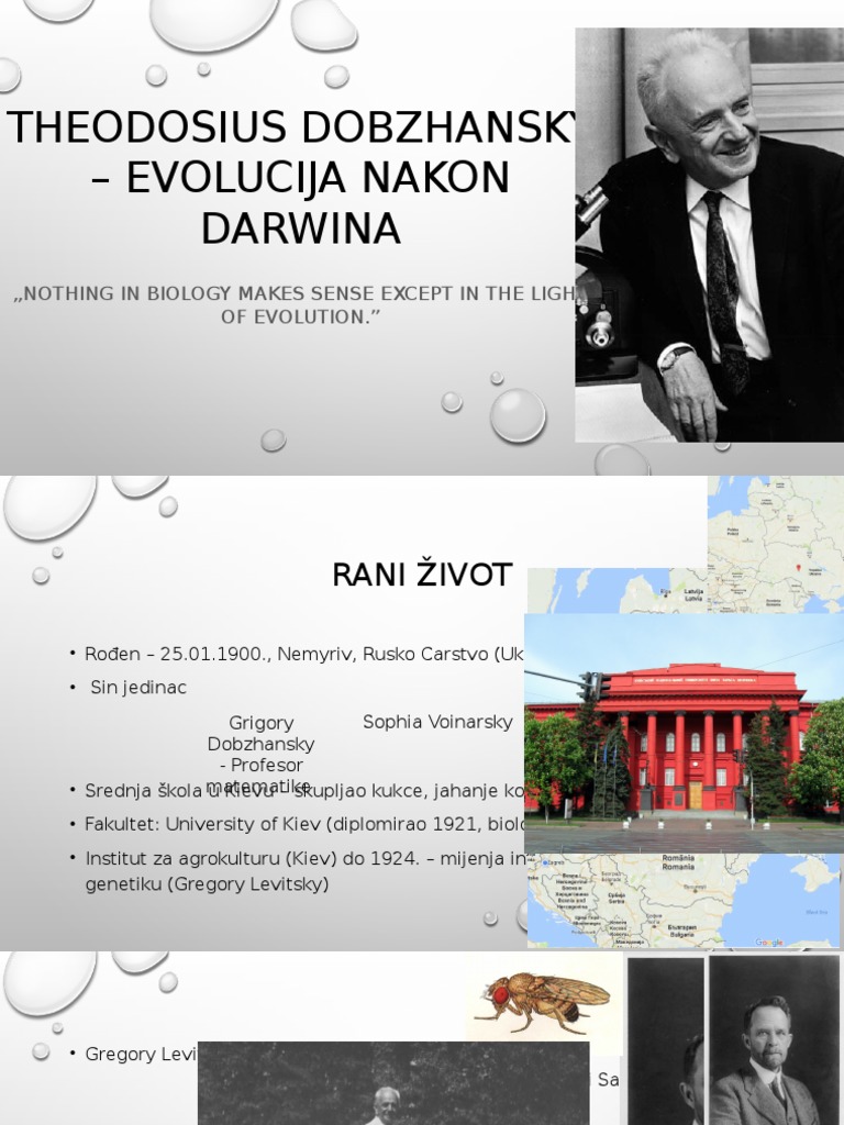 Theodosius Dobzhansky - Evolucija Nakon Darwina: Nothing in Biology ...