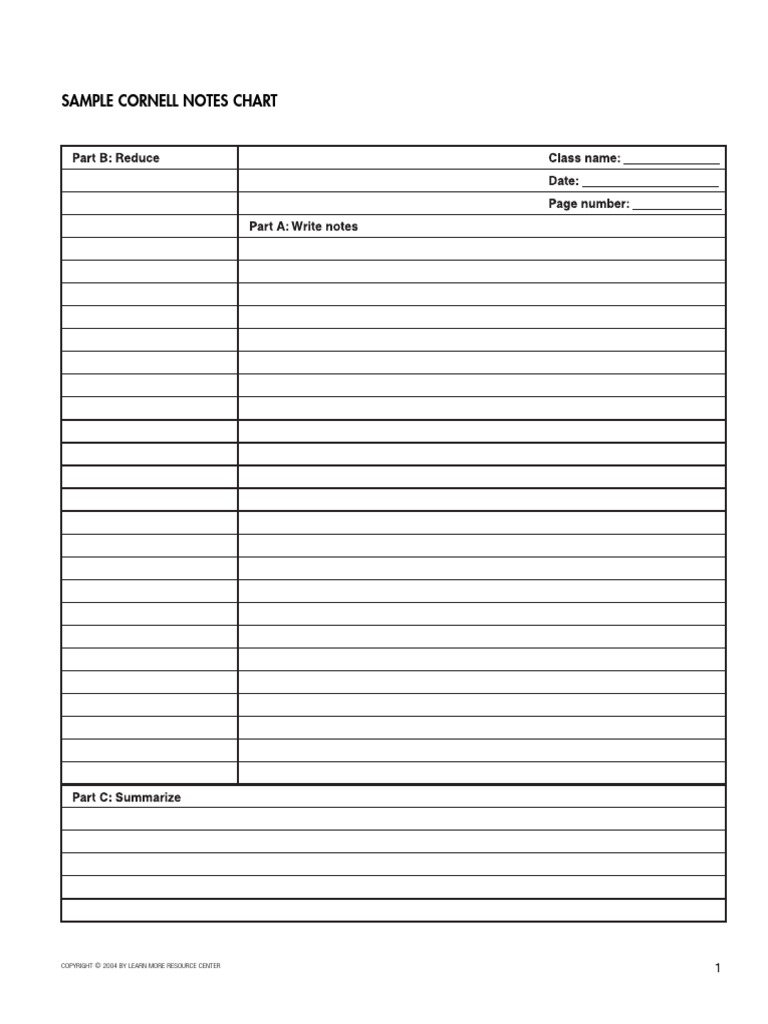 Sample Cornell Notes Chart | PDF