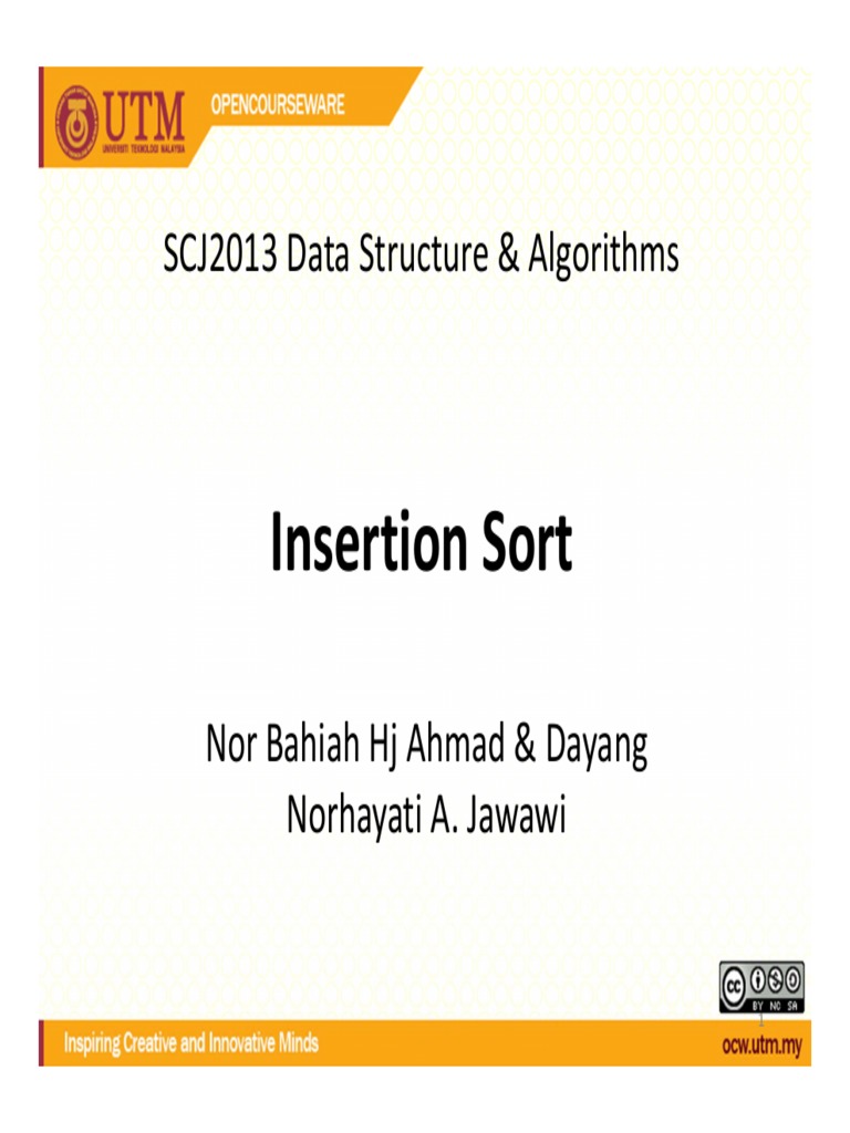 Insertion Sort: SCJ2013 Data Structure & Algorithms | PDF | Mathematical Concepts | Applied ...