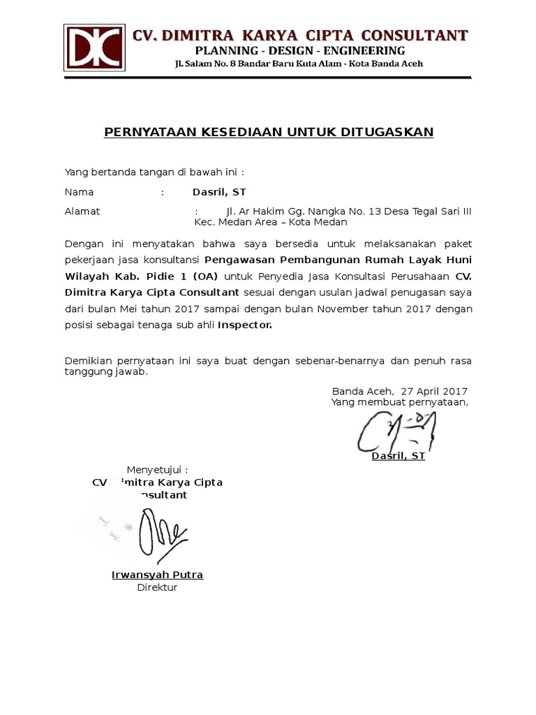 Surat Pernyataan Dimitra | PDF