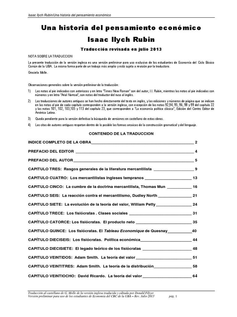 RUBIN ISAAC Una Historia Del Pensamiento Economico | PDF ...